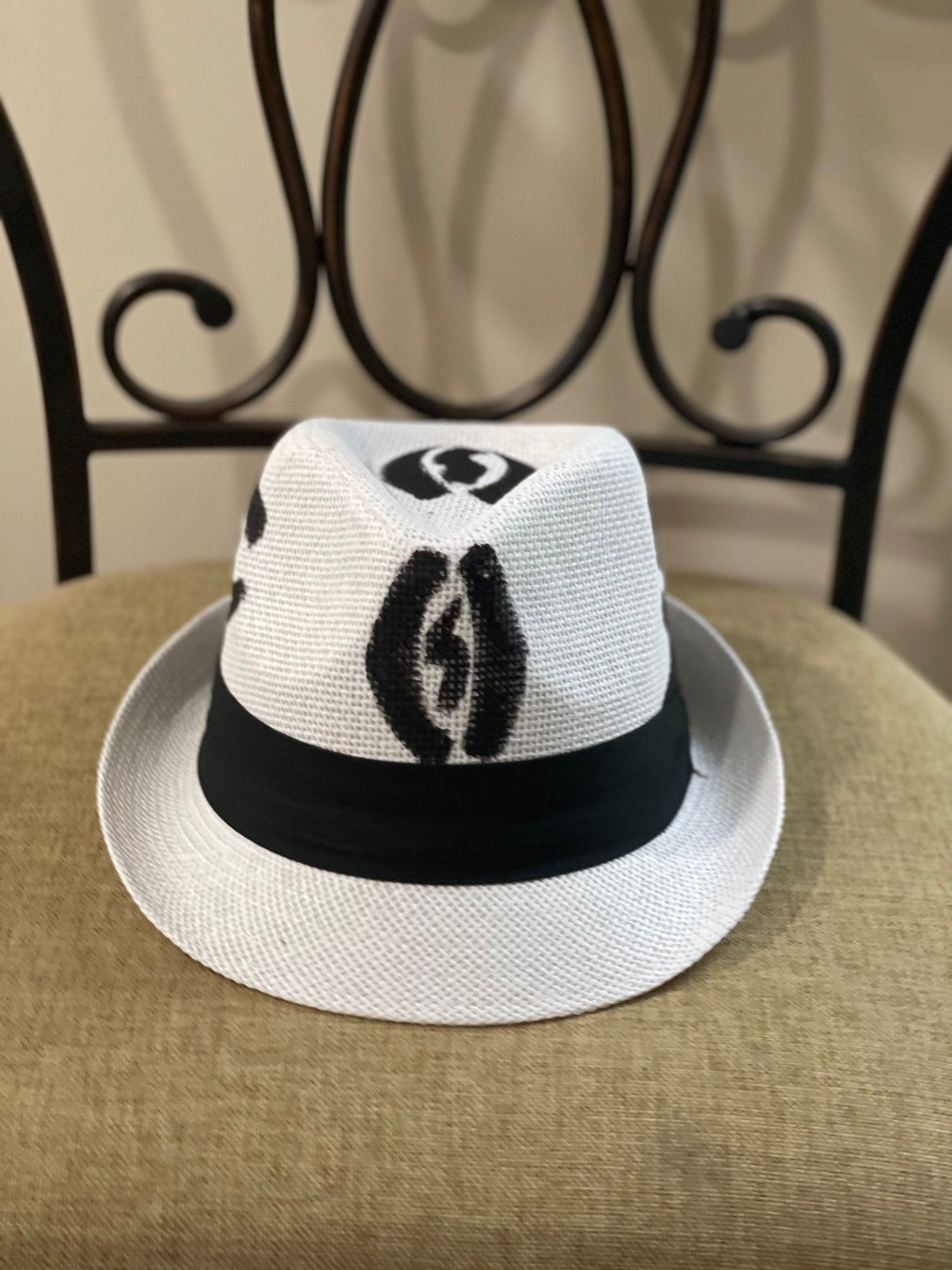 Christmas Gift. White and Black Fedora , Cowrie Shell Fedora , Ethnic ...