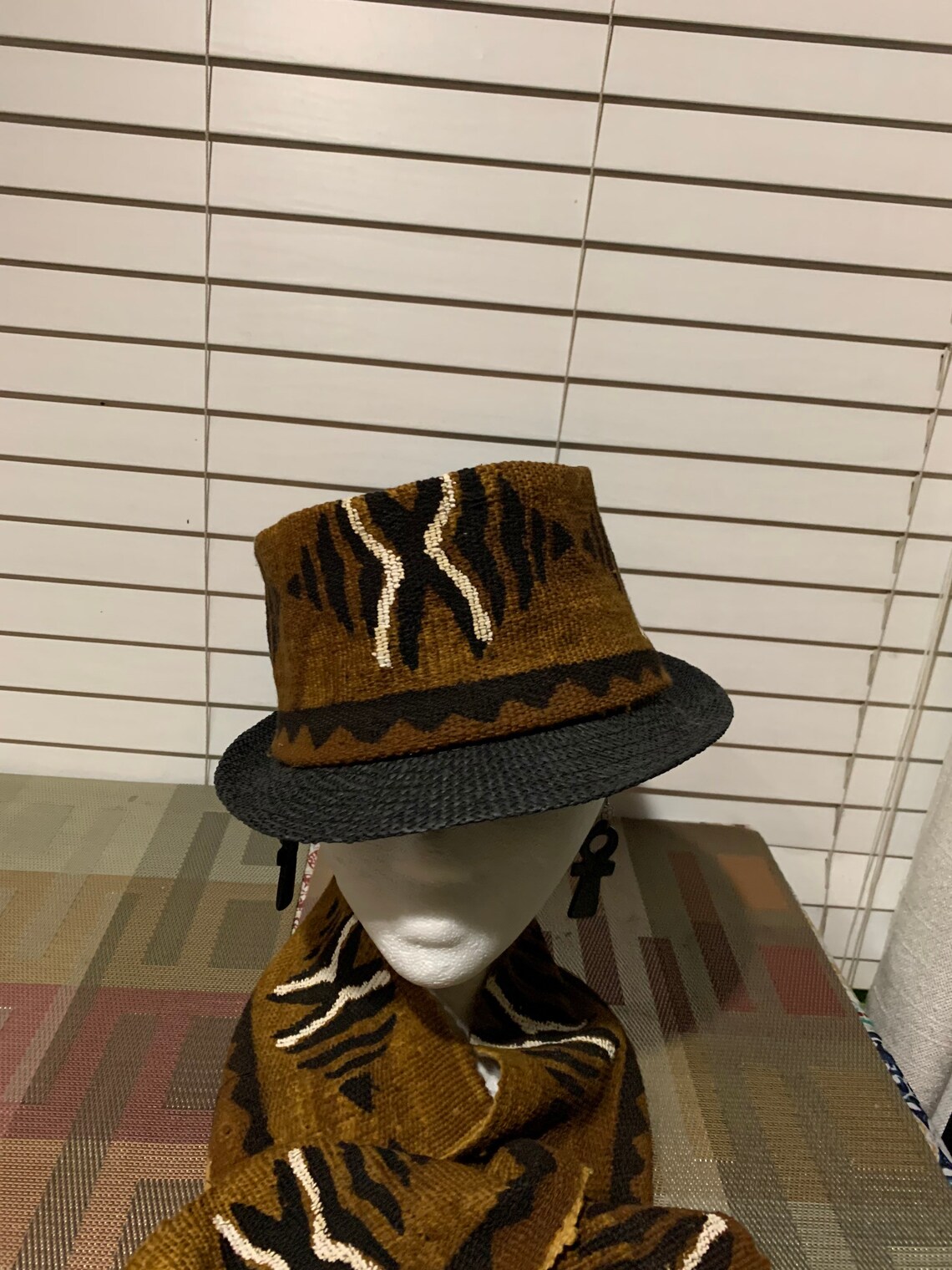 Fedora Mudcloth Hat African Hat Mudcloth Hat and Scarf | Etsy