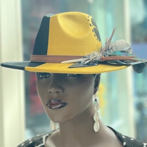 Black and Gold Fedora, Weatern Hat, Cowboy Hat, Designer Hat - Etsy