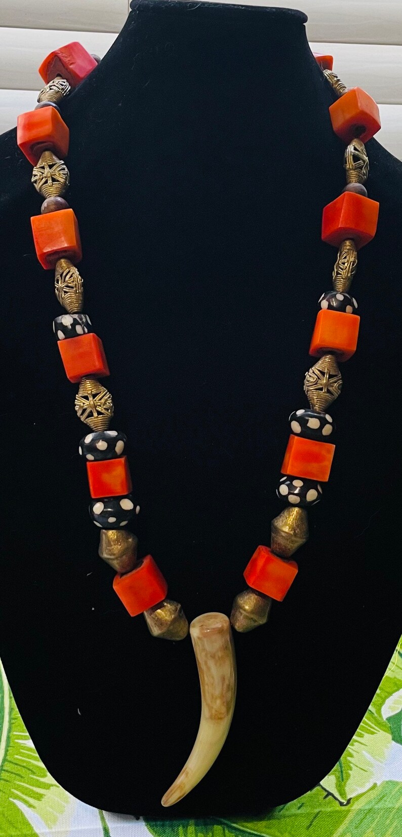 Bone Bead Necklace , Tribal Necklace, Tooth Jewerly, African Jewerly ...
