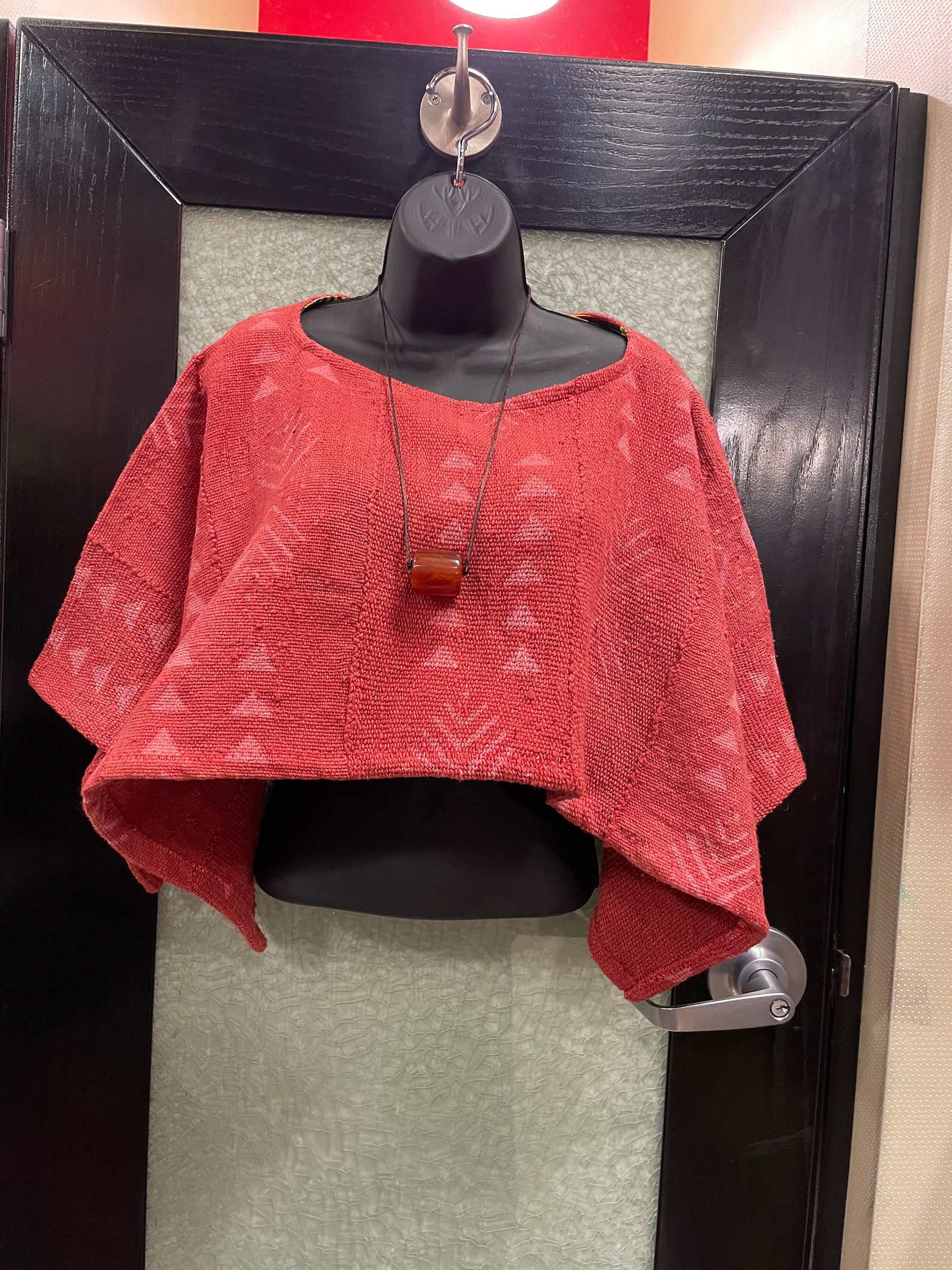 Red Mudcloth Shrug, Coral Shrug, African Shrug, Bogolan Shrug, Mudcloth ...