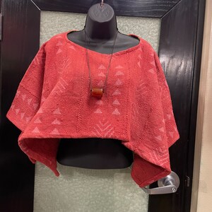 Red Mudcloth Shrug, Coral Shrug, African Shrug, Bogolan Shrug, Mudcloth ...