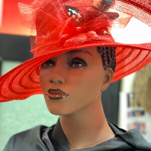 Ruby Red Summer Hat, Red Church Hat, Red Bridal Hat , Tea Party Hat ...