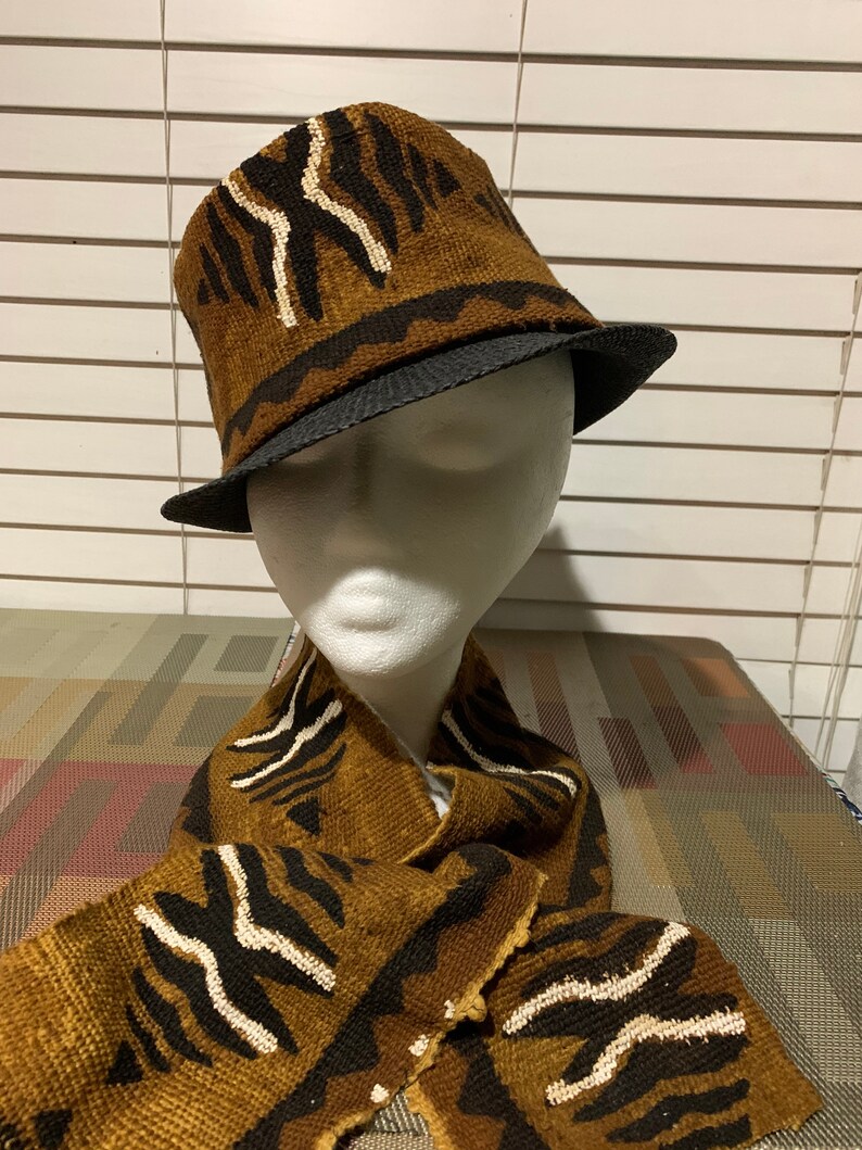 Fedora Mudcloth Hat African Hat Mudcloth Hat and Scarf | Etsy
