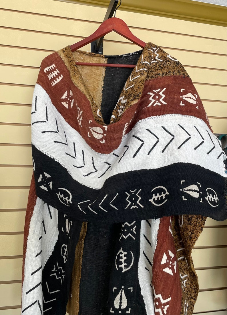 Multicolr African Mudcloth Shawl African Poncho Yellow - Etsy