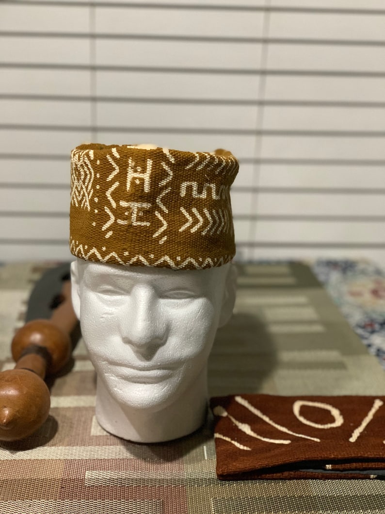 Rust and White Kufi Men Kufi Men Hat African Hat Bogolan | Etsy