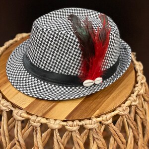 Red Feather Fedora, Derby, Women Hats, Zulu Hats, Plaid Fedora Hat ...