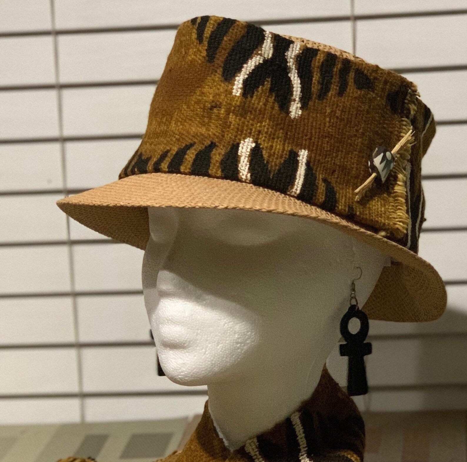 Mudcloth Hat, Fedora , Mudcloth Crown, Zulu Hat, Ethnic Hat, African ...