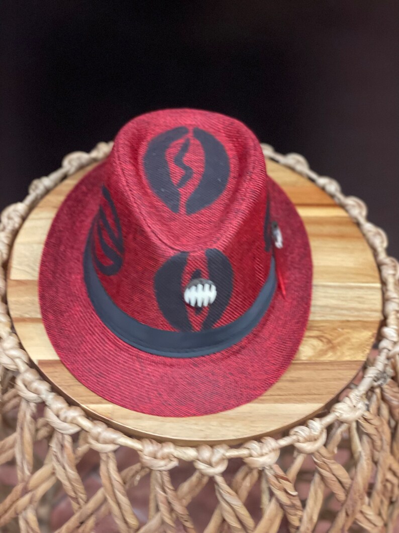 Burgendy Fedora Hat, , Mudcloth Fedora, Designer Fedora, African Fedora ...