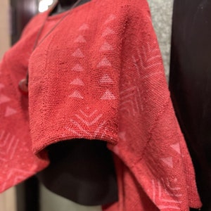 Red Mudcloth Shrug, Coral Shrug, African Shrug, Bogolan Shrug, Mudcloth ...