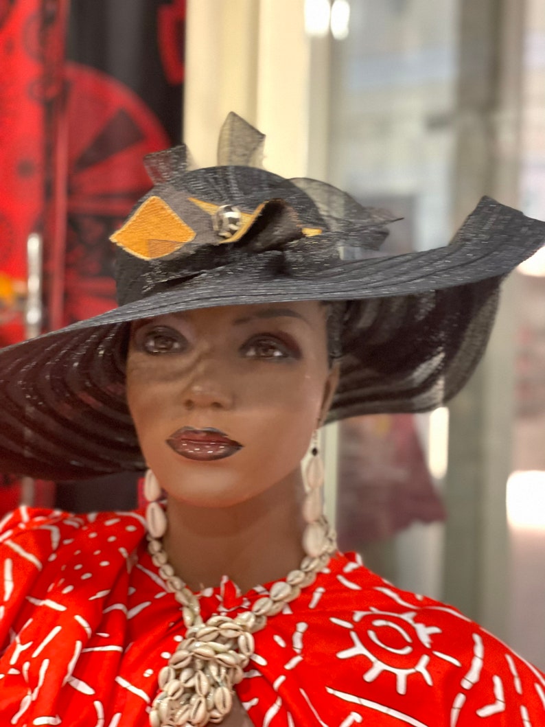 Kuba Cloth Wide Brim Black Hat Black Designer Hats Black - Etsy