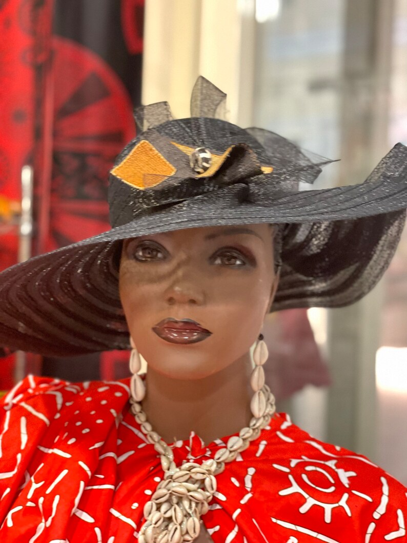 Kuba Cloth Wide Brim Black Hat Black Designer Hats Black - Etsy