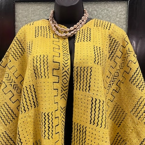 Yellow Mudcloth Shawl, Yellow Bogolan Shawl, African Shawl, African ...