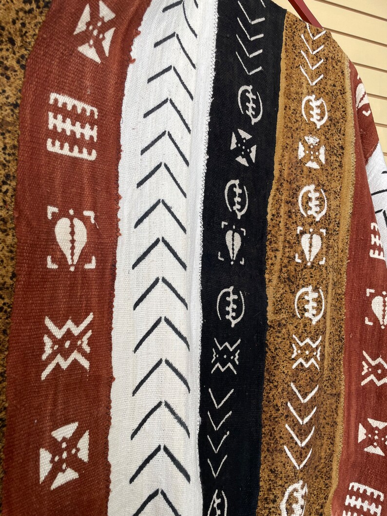 Multicolr African Mudcloth Shawl African Poncho Yellow - Etsy