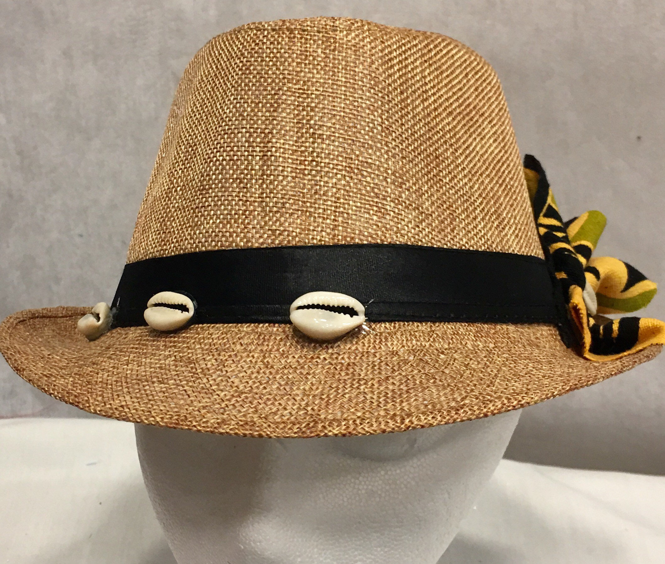 African Fadora Cowrie Shell Fadora. Stingy Brim African Hat | Etsy