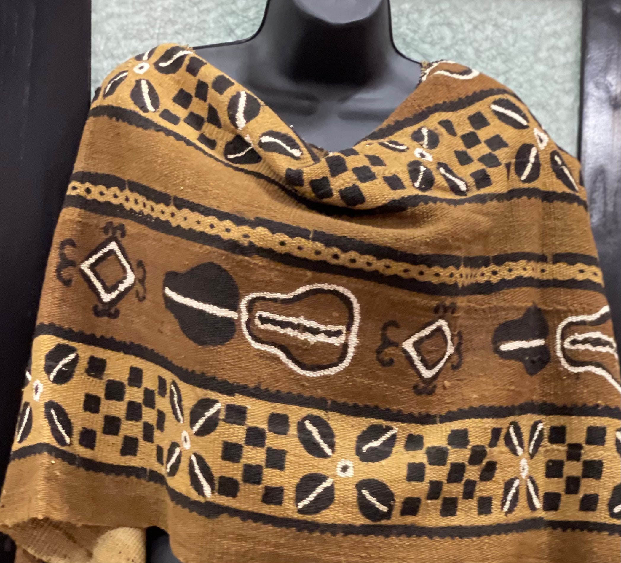 African Shawl, Bogolan Shawl, Cowrie Shell Mudcloth Shawl, African Wrap ...
