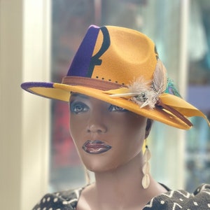 Western Fedora , Designer Fedora , Purple and Gold Fedora - Etsy