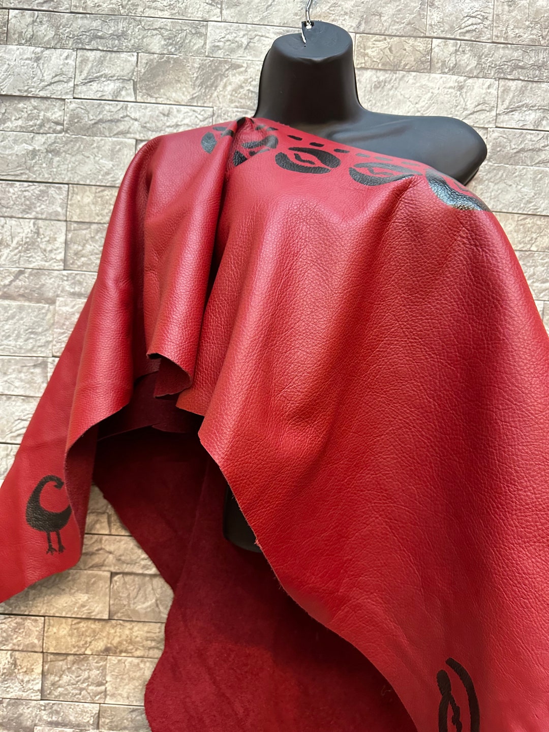Red Leather Shrug, Red Leather Poncho, Red Leather Shawl, Christmas Red ...