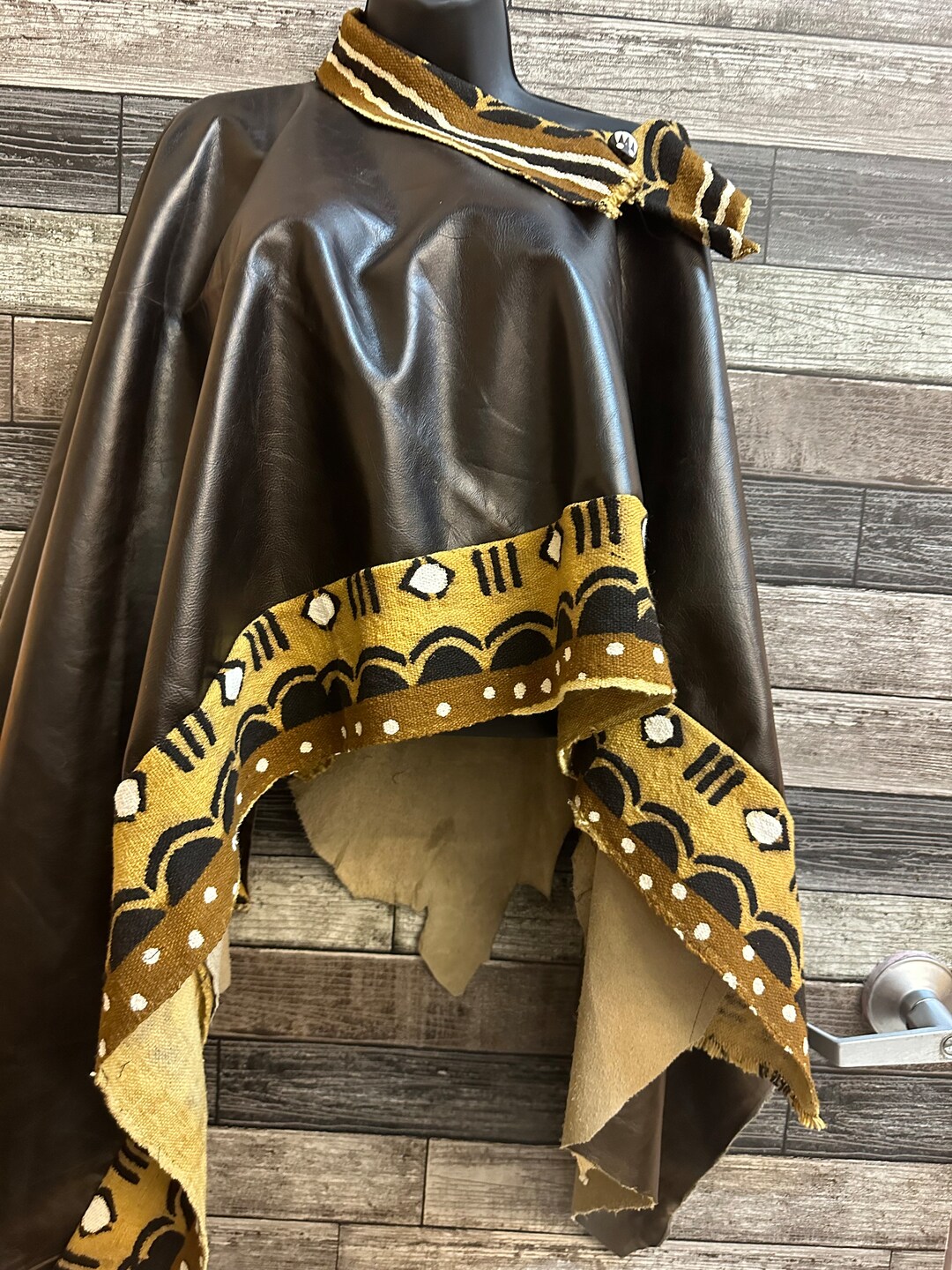 Leather Mudcloth Shawl, African Leather Shawl, Brown Leather Mudcloth ...