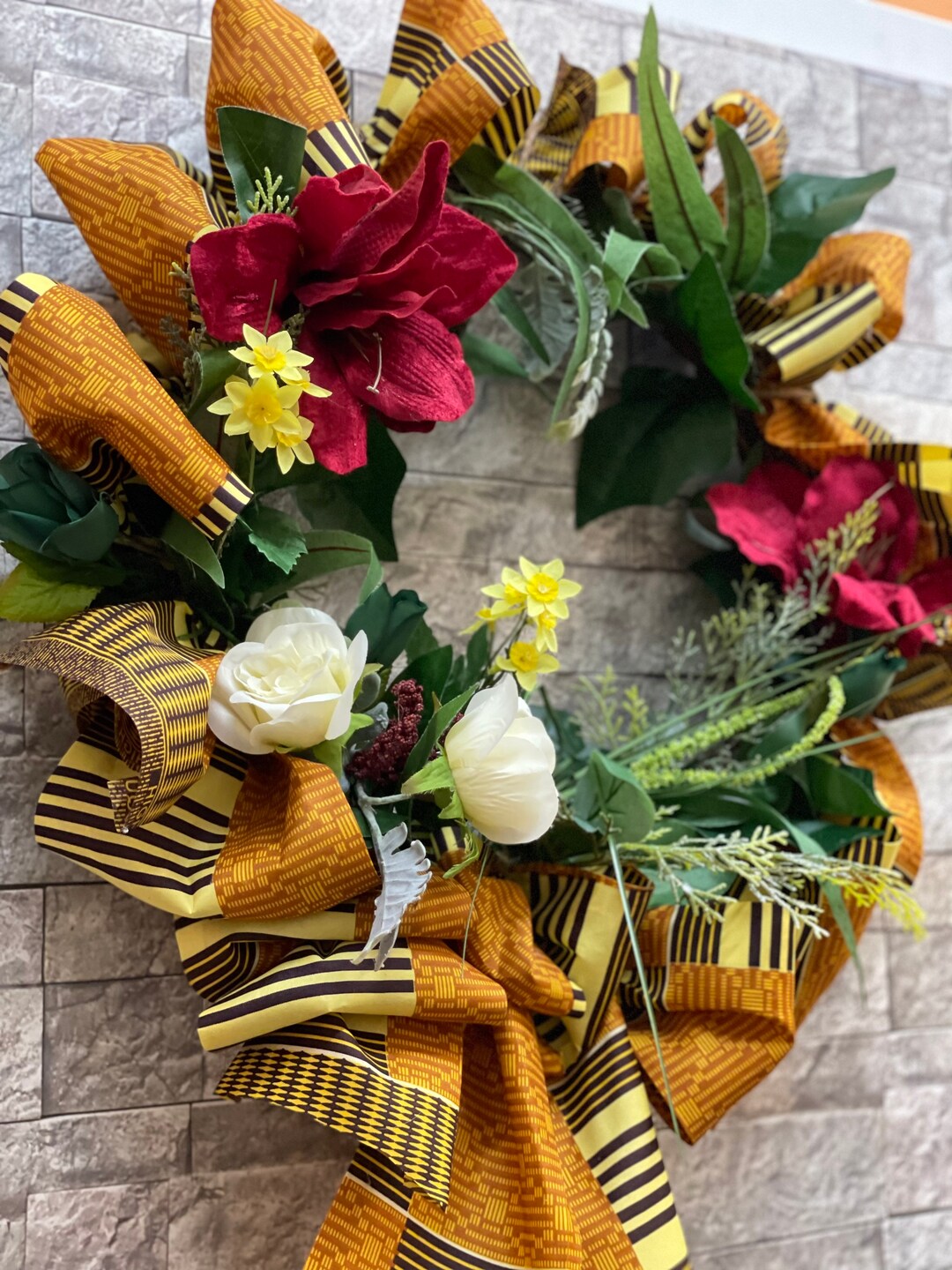 African Christmas Wreath Kentecloth Wreath Kwanzaa Wreath African