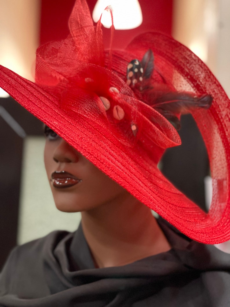Ruby Red Summer Hat Red Church Hat Red Bridal Hat Tea - Etsy