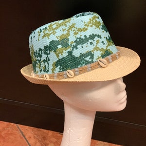 Camo Fedora Hat, Women Fedora African Straw Hat, Ethnic Hat, Funk Hat ...