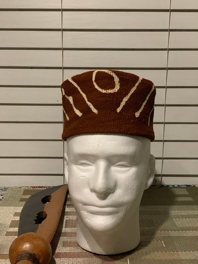 Rust and White Kufi Men Kufi Men Hat African Hat Bogolan | Etsy