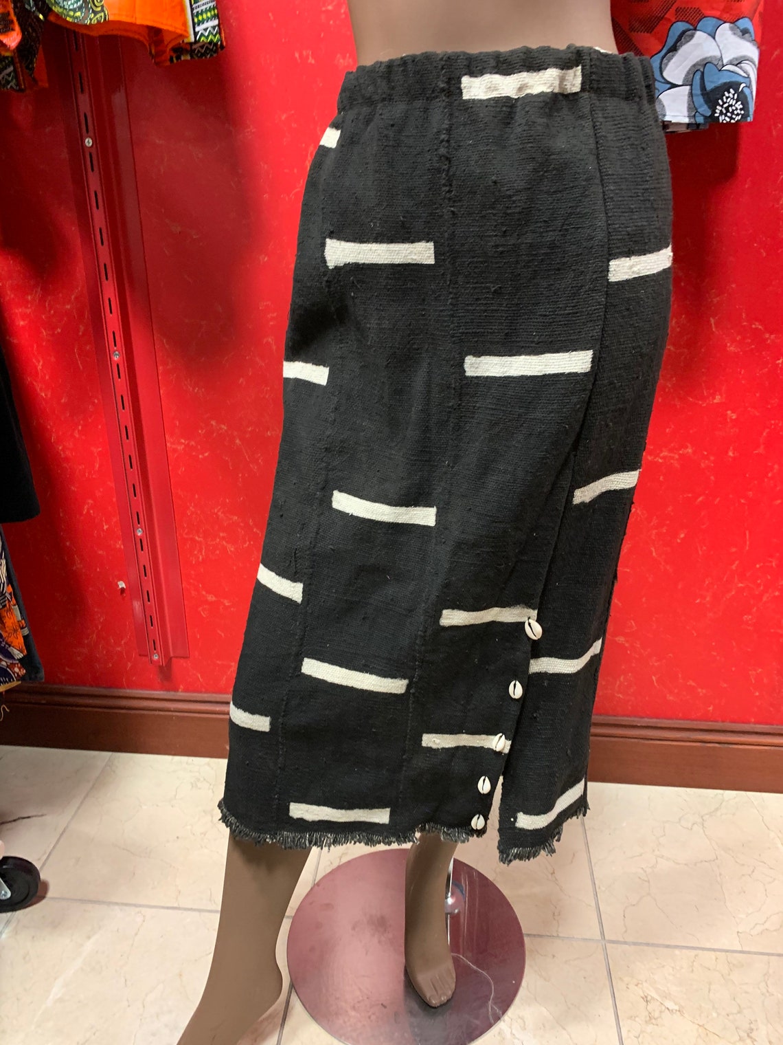 Mudcloth Skirt African Skirt Black and White Mudcloth Skirt | Etsy