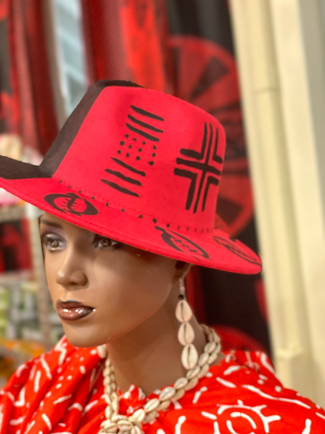 Christmas Fedora, Gyname Fedora , Red and Black Fedora , African Zulu ...
