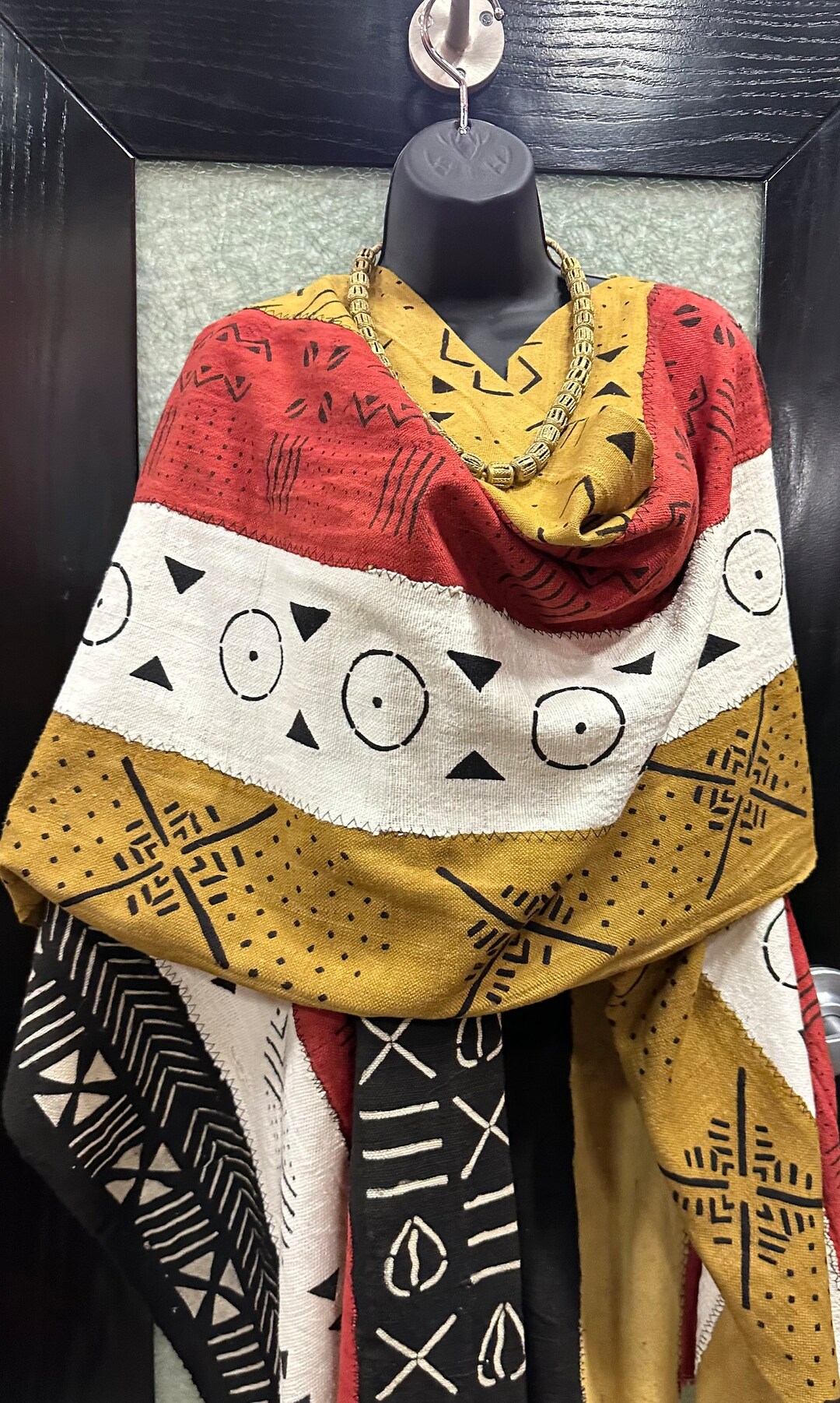 Mudcloth Shawl, Multi Color Mud Cloth Cape, African Shawl, Bogolan ...
