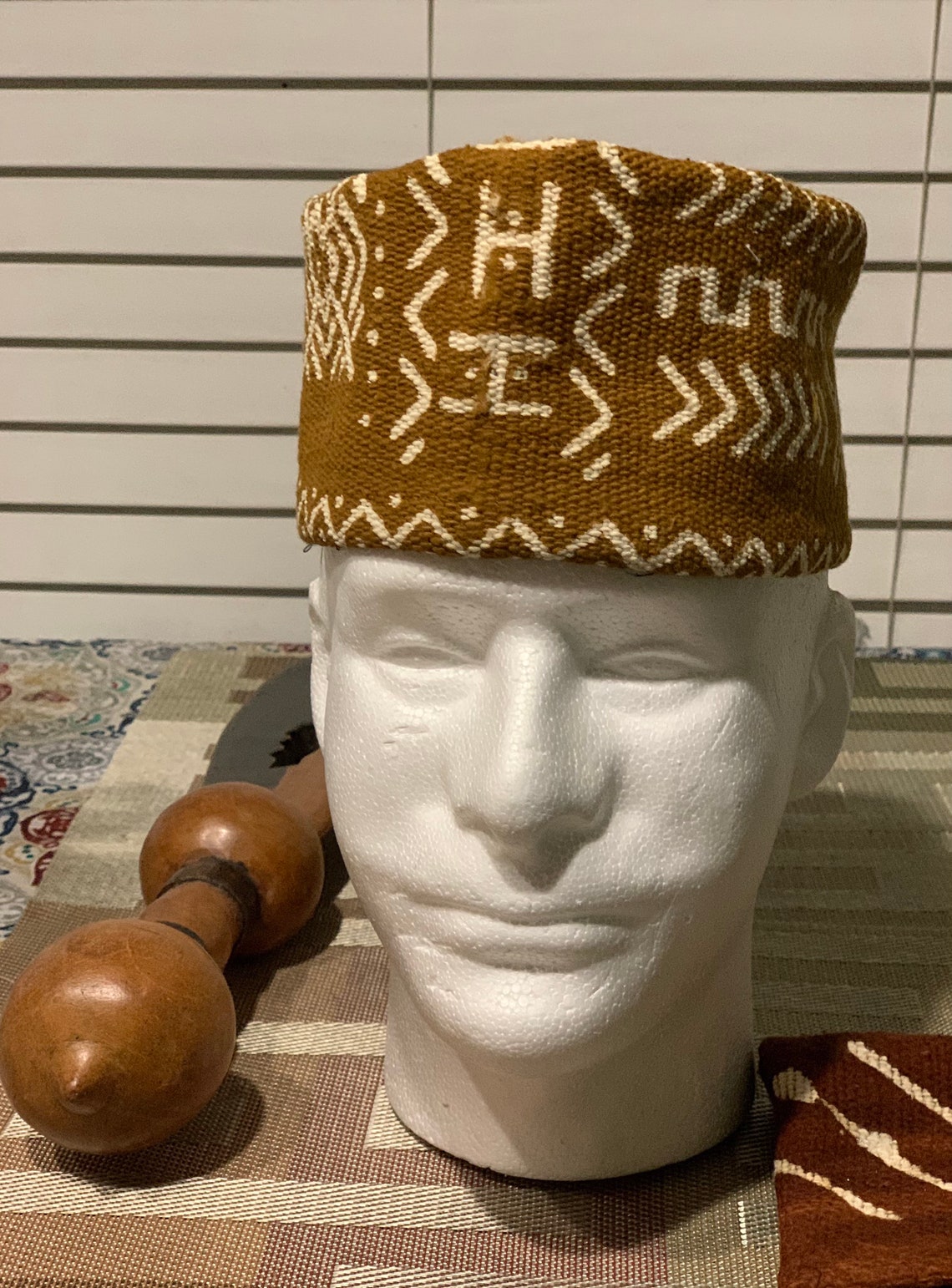 Rust and White Kufi Men Kufi Men Hat African Hat Bogolan | Etsy