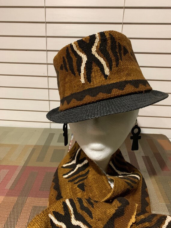 Fedora Mudcloth Hat African Hat Mudcloth Hat and Scarf | Etsy