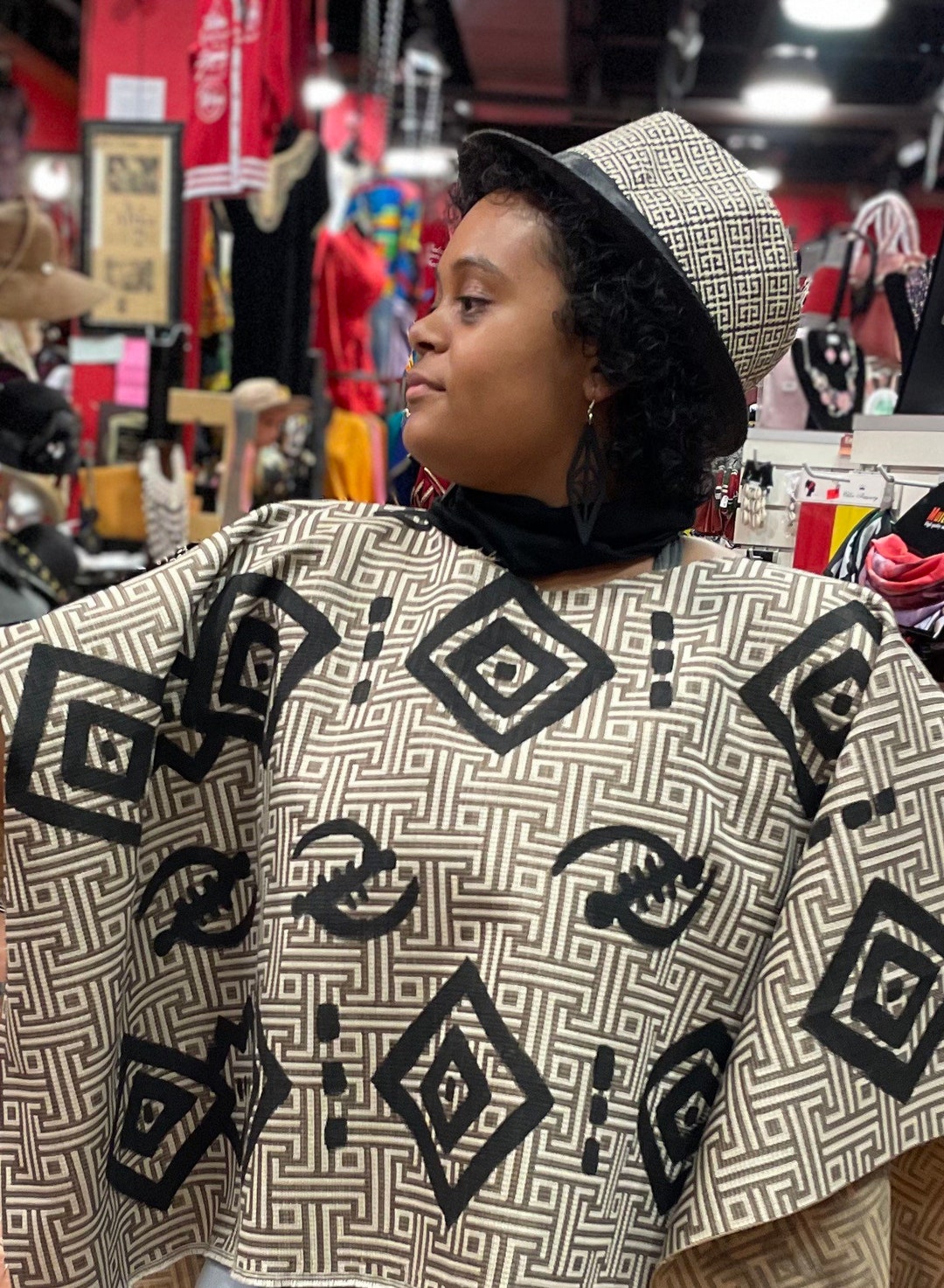 Gyname Shrug and Hat, African Shrug, African Poncho, Ethic Shrug ...