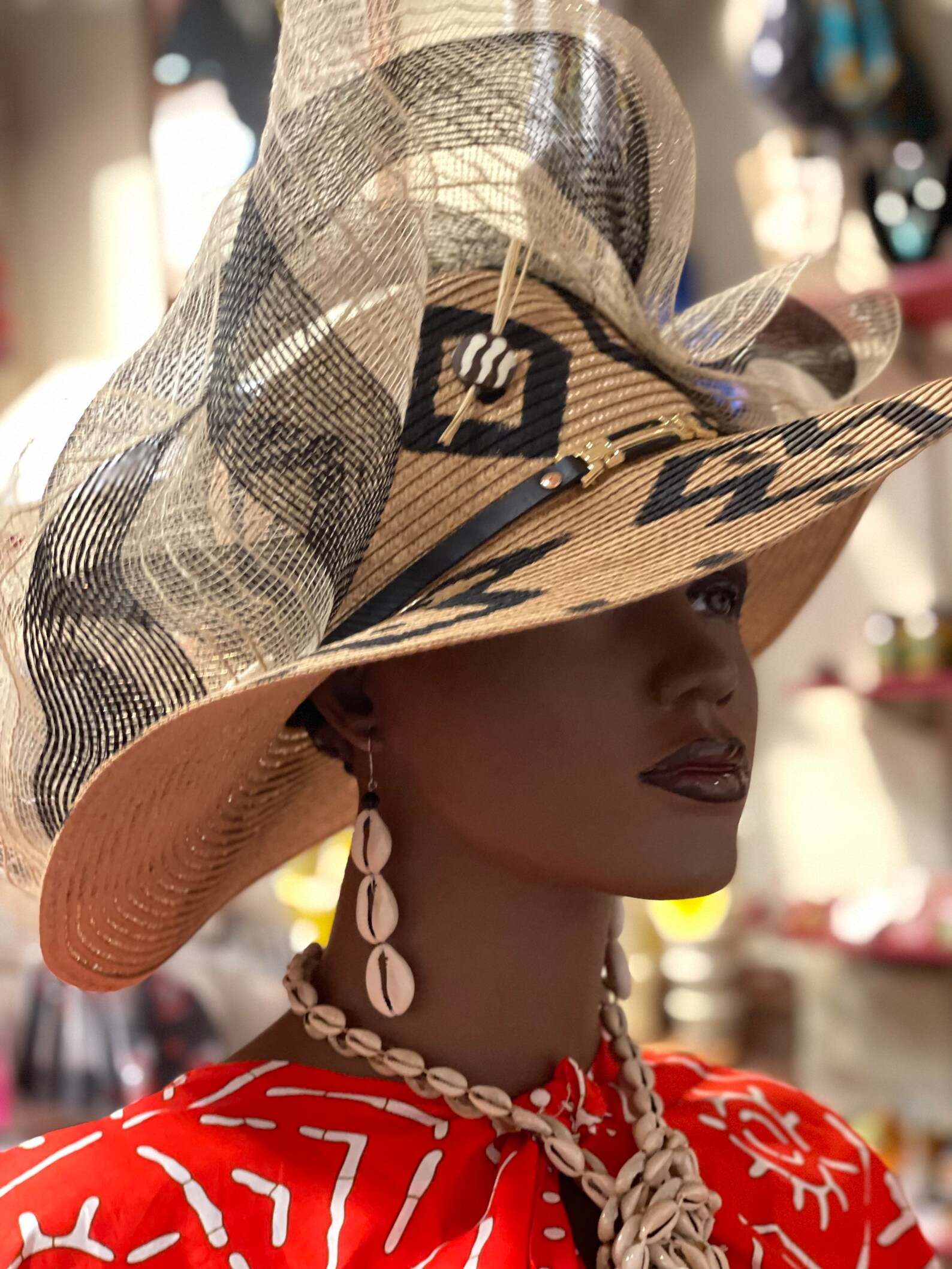 African Zulu Hat, Wide Brim Hat, Open Crown Hat, Festival Hat, Artful ...