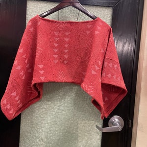 Red Mudcloth Shrug, Coral Shrug, African Shrug, Bogolan Shrug, Mudcloth ...