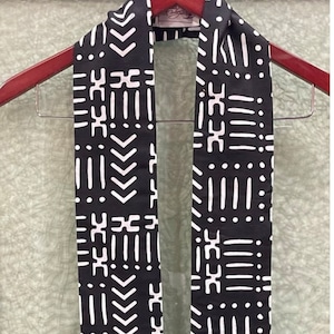 African Stole, Black and White Kente Stole , African Scarf, African ...
