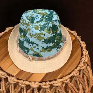 Camo Fedora Hat, Women Fedora African Straw Hat, Ethnic Hat, Funk Hat ...