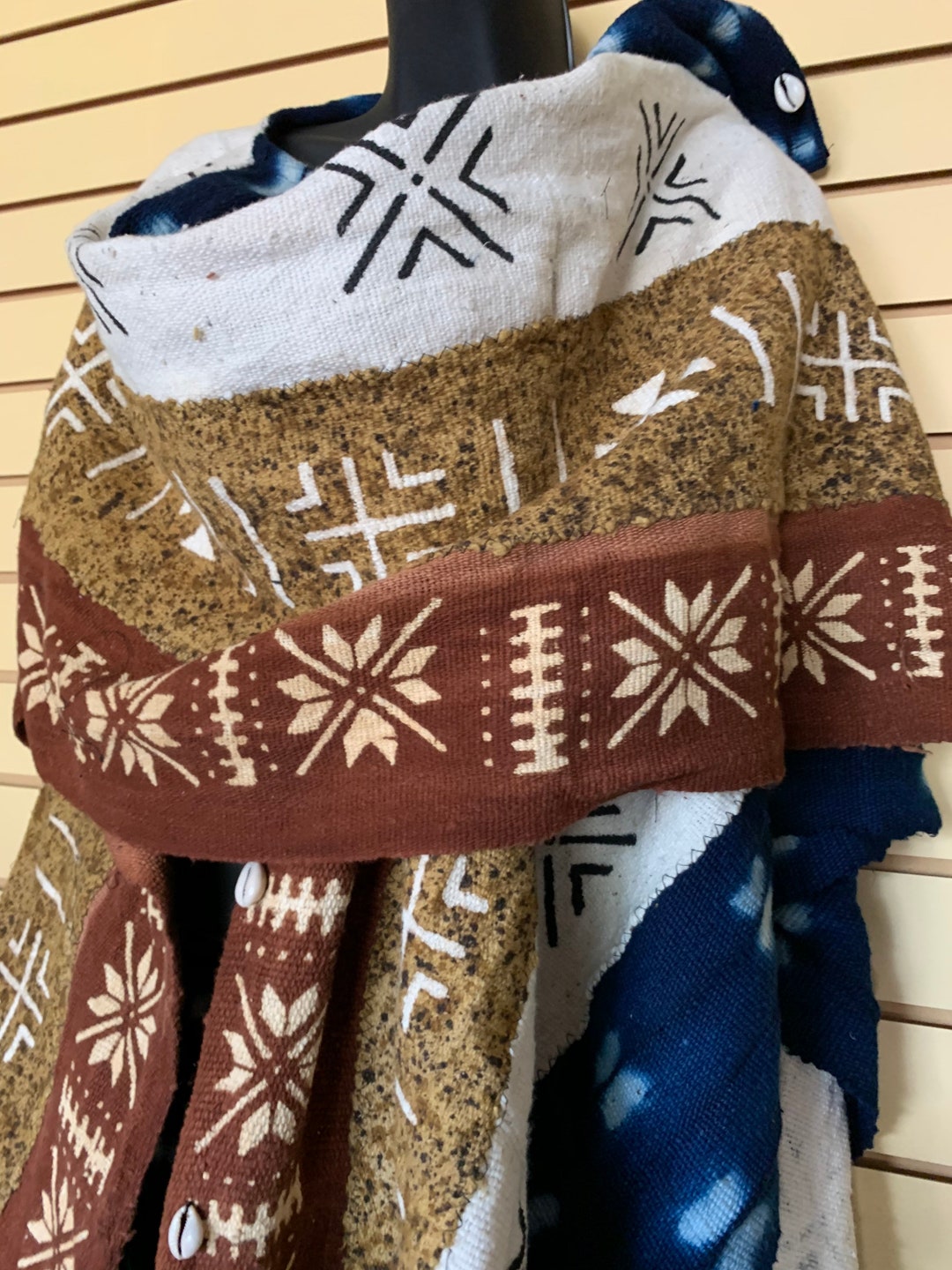 Multicolor Mudcloth, Tribal Mudcloth, Bogolan Shawl, Bogolan Wrap, Mali ...