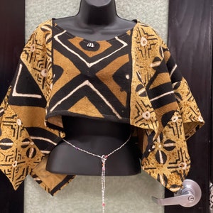 Cowrie Shell Mudcloth Shrug, Bogolan Shrug, African Kimono, Mudcloth ...