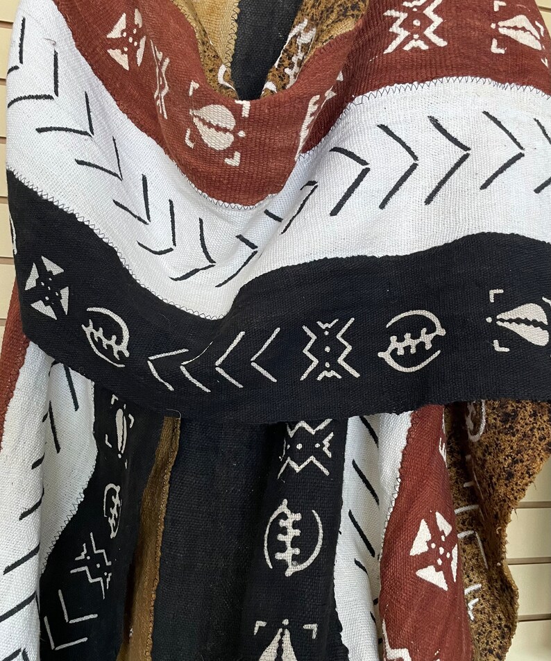Multicolr African Mudcloth Shawl African Poncho Yellow - Etsy