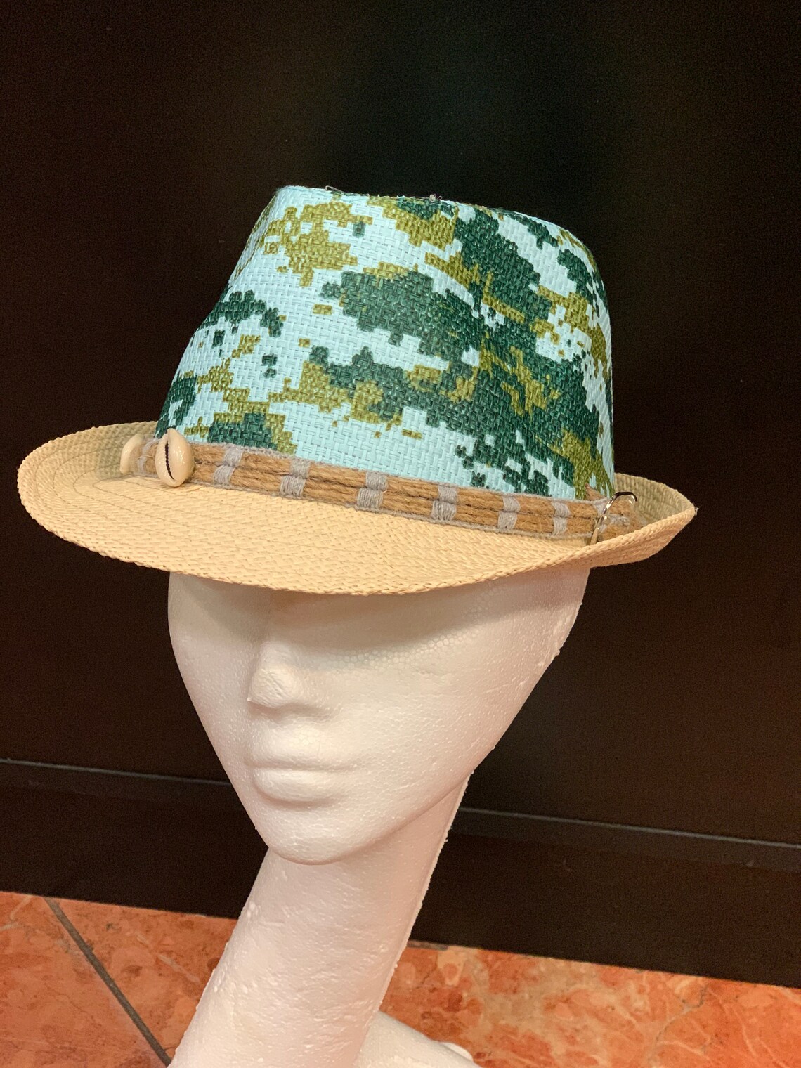 Camo Fedora Hat Women Fedora African Straw Hat Ethnic Hat | Etsy