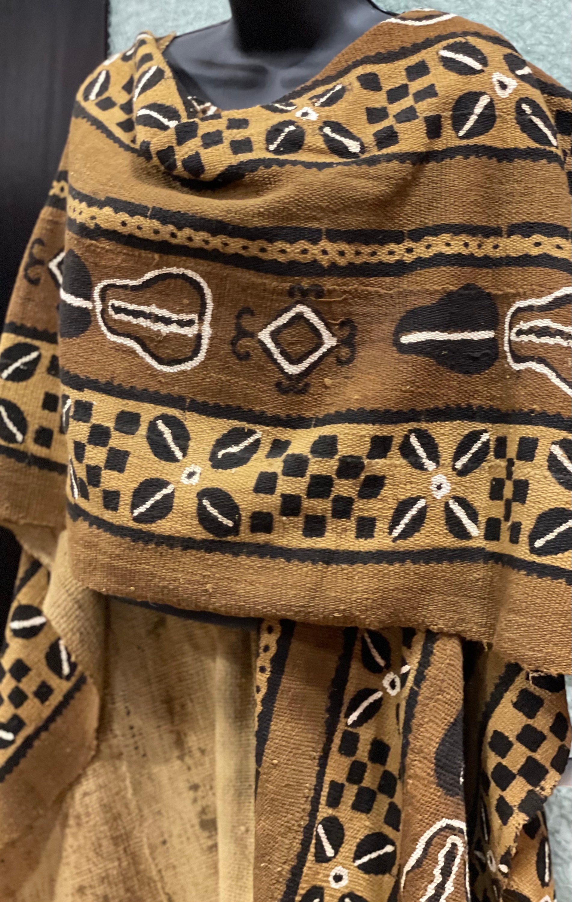 African Shawl, Bogolan Shawl, Cowrie Shell Mudcloth Shawl, African Wrap ...