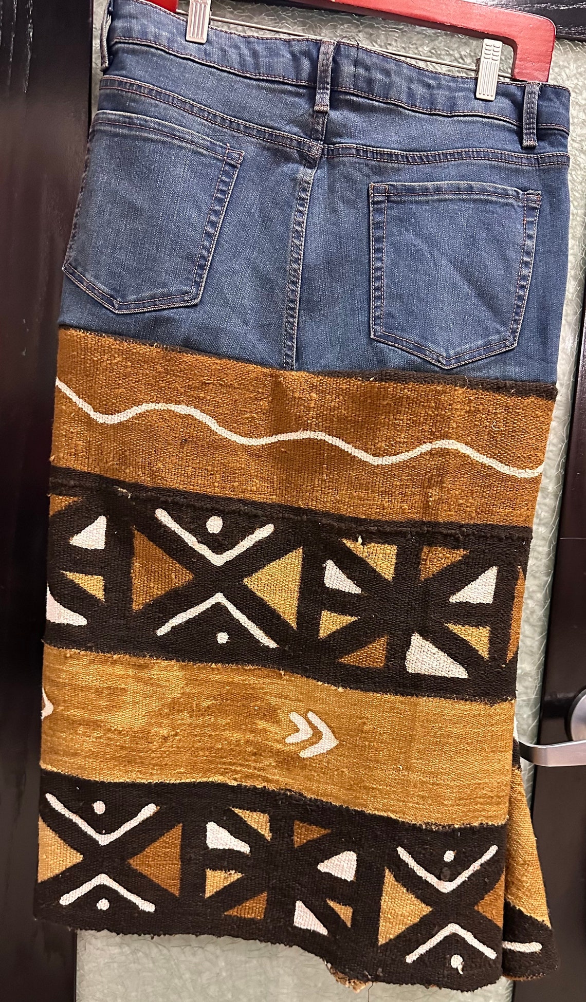 Denim and Mudcloth Skirt, Denim Skirt, Mudcloth Skirt, African Skirt ...