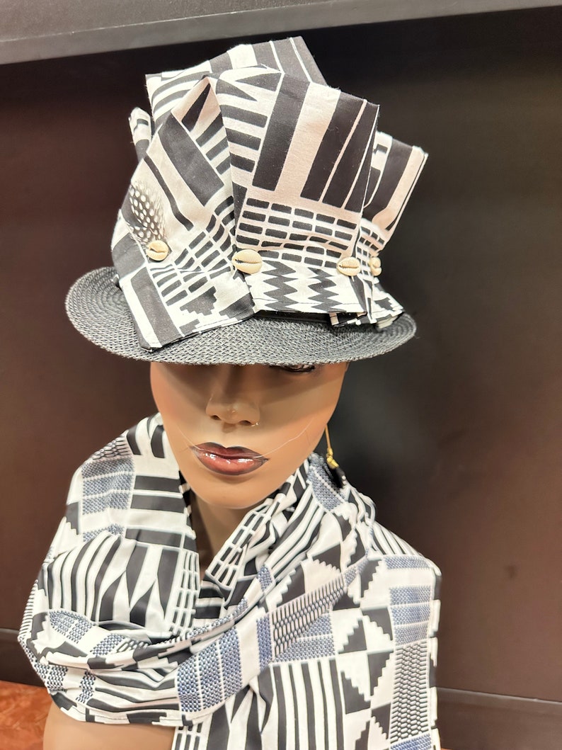 Women Church Hat and Scarf, African Formal Hat, African Zulu Hat, Black ...