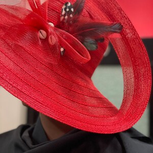 Ruby Red Summer Hat, Red Church Hat, Red Bridal Hat , Tea Party Hat ...