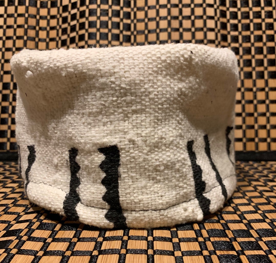 White Mudcloth Kufi, Mudcloth Kufi, Mudcloth Hat, Mudcloth Crown, Kufi ...