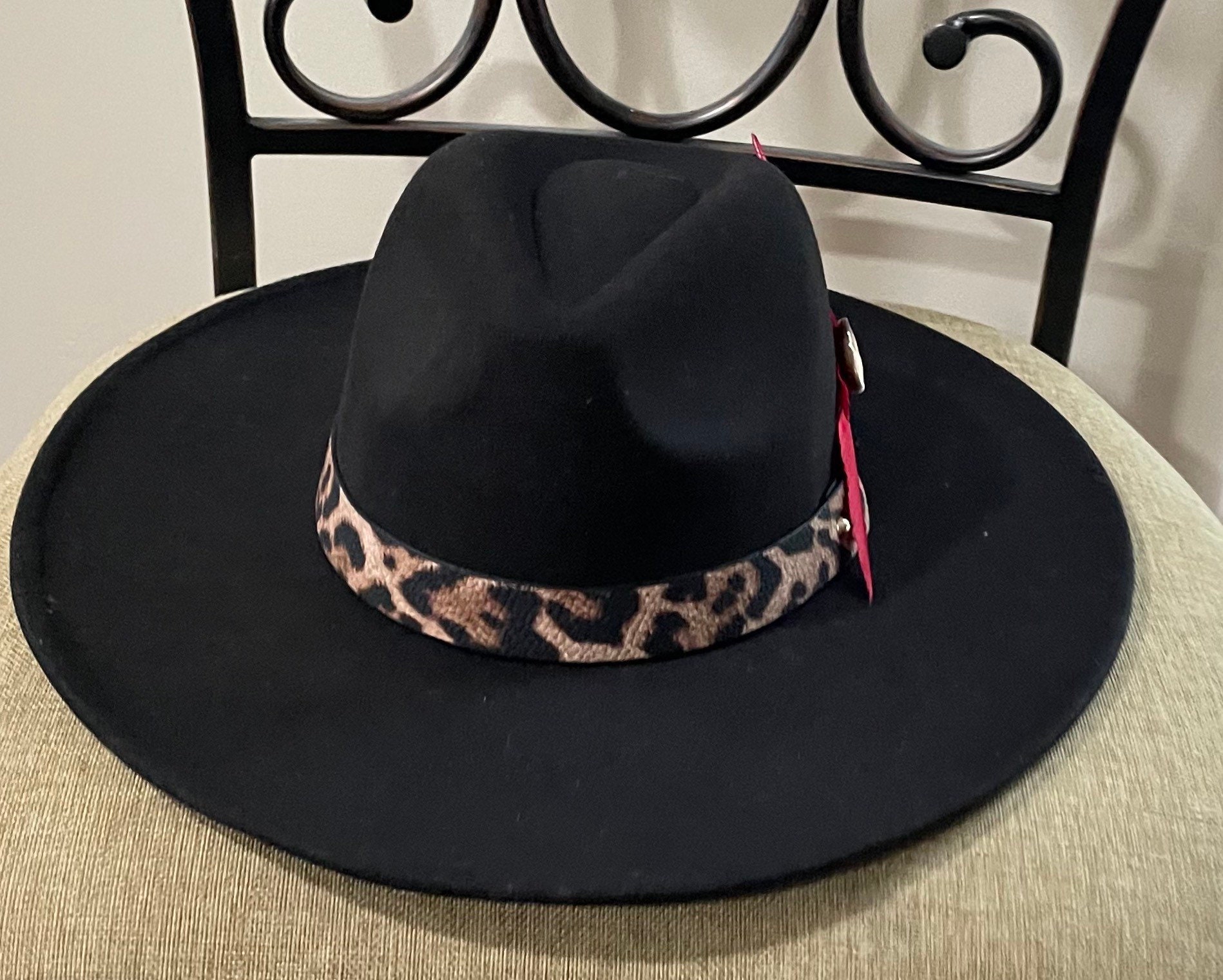Wide Brim Black Men Fedora Women Fedora Black Leopard - Etsy