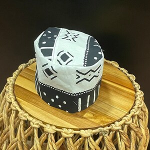 Black and White Kufi, African Beret , Tam, Black and White Kente Hat - Etsy