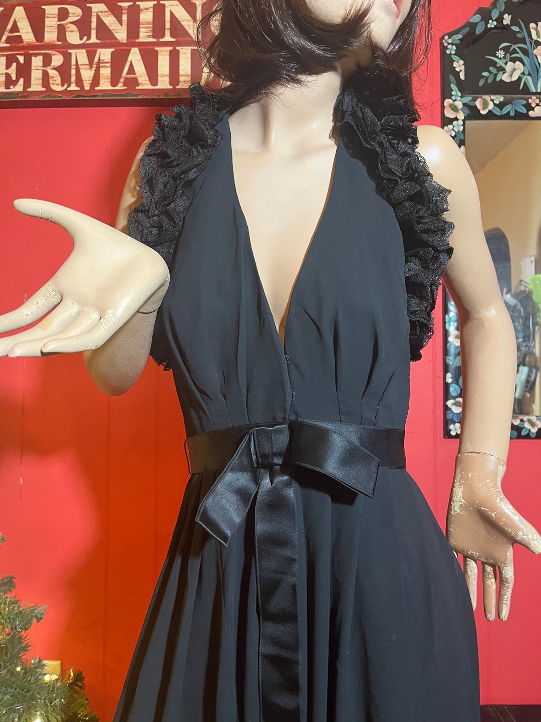 1960s-70s the Gilbert’s for Tally NY Black Maxi Dress S - Etsy