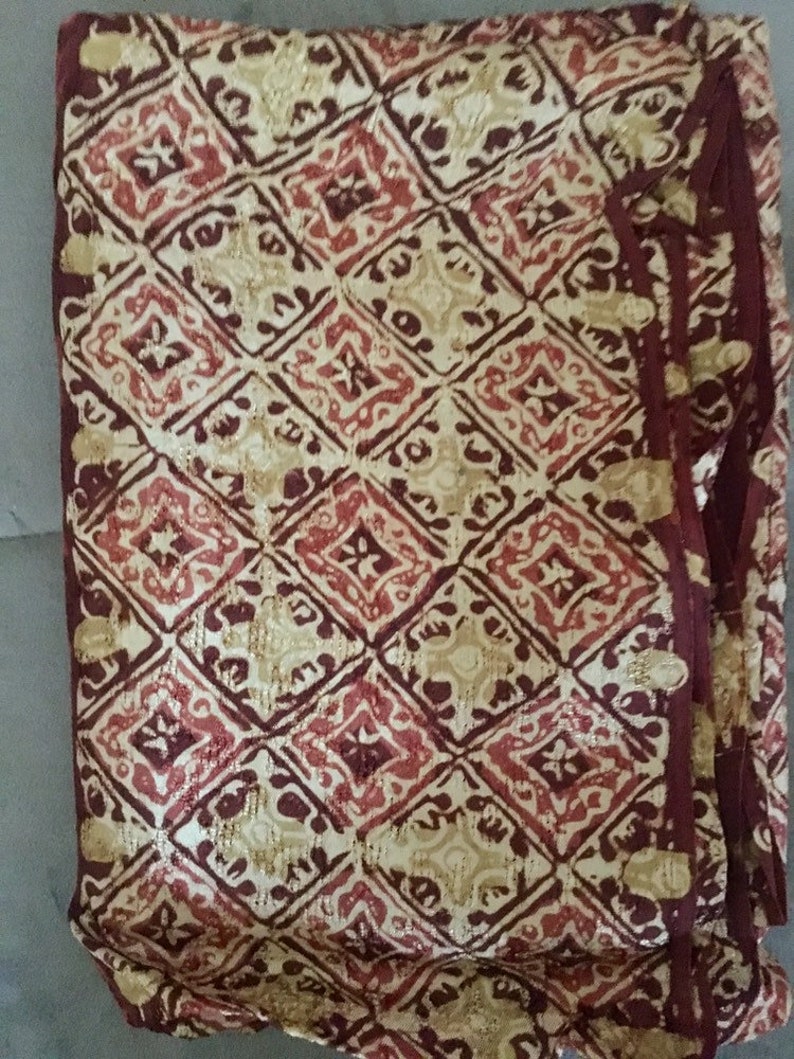 Floral Viscose Batik -gold-dressmaking Fabric-viscose Cloth-indonesian ...